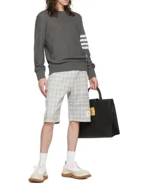 Thom Browne 4-bar Stripe Cotton Jumper - Medium Gray
