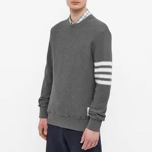 Thom Browne 4-bar Stripe Cotton Jumper - Medium Gray