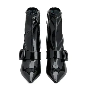 ROGER VIVIER Viv' Choc Stretch Lacquered Buckle Ankle Boots