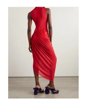 Christopher Esber Ruched High Neck Sleeveless Mini Dress
