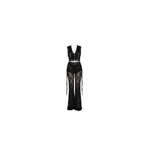 SUYTY Suty Lace Vest And Flare Pants Set - Blue