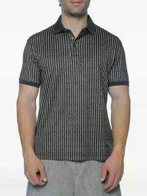 Emporio Armani Geometric-print Polo Shirt - Grey
