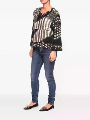 ONETEASPOON Santorini Tie-dye Embroidered Blouse - Black
