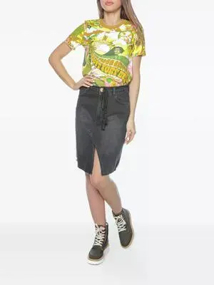 ONETEASPOON Trucker Front-slit Midi Skirt