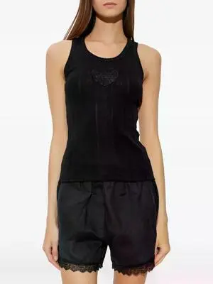 GANNI Heart Patch Pointelle Knit Top