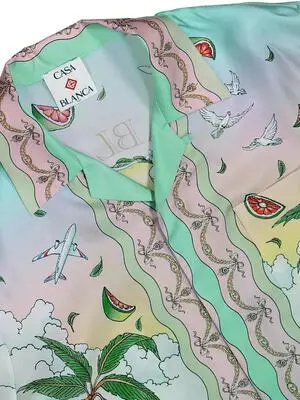 Casablanca Laduree-print Cuban-collar Shirt