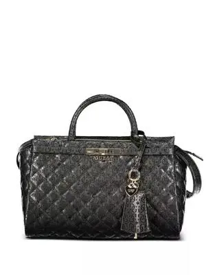 Guess Idra 4g Quilted Logo-embossed Tote Bag - Black