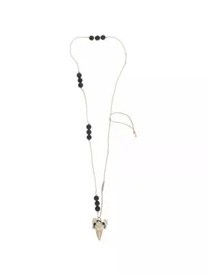 Dsquared2 Shark Tooth Leather Necklace - Silver