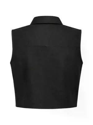 HEVRON Sleeveless Pointed Collar Shirt
