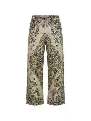 R13 Paisley Print Distressed Trousers - Neutrals