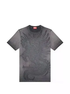 DIESEL® Jersey T-shirt With Embossed Graphic - Grey