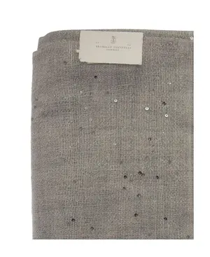 Brunello Cucinelli Fringed Sequin Scarf - Gray