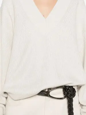 Brunello Cucinelli Sparkling Cashmere V-neck Sweater
