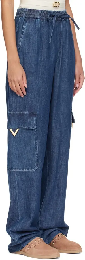 Valentino Garavani Logo Plaque Drawstring Cargo Jeans