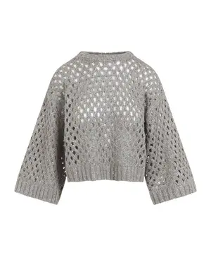 Brunello Cucinelli Cropped Crewneck Sweater - Gray