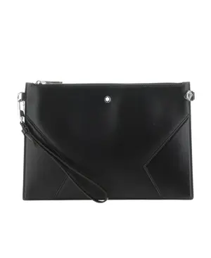 Montblanc Logo-plaque Leather Clutch Bag - Black