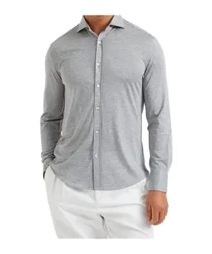 Brunello Cucinelli Silk-cotton Button-up Shirt - Grey