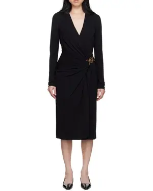 Versace Medusa '95 V-neck Midi Wrap Dress - Black