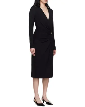 Versace Medusa '95 V-neck Midi Wrap Dress - Black