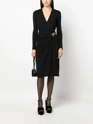 Versace Medusa '95 V-neck Midi Wrap Dress - Black