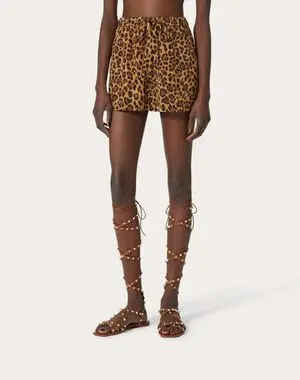Valentino Garavani Leopard Print Crepe De Chine Shorts