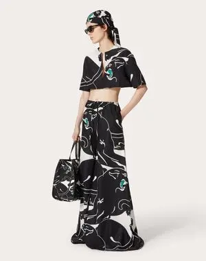 Valentino Garavani Printed Poplin Wide-leg Trousers