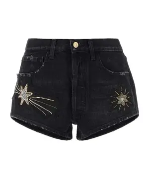 Alanui Mid-rise Denim Shorts With Star Embellishments