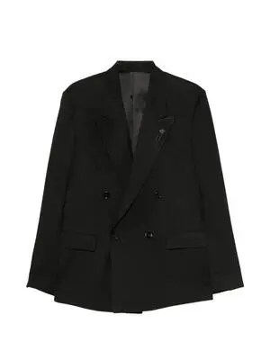 LARDINI Double-breasted Peak-lapel Blazer - Black