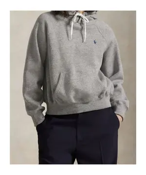 Polo Ralph Lauren Logo Embroidered Drawstring Hoodie - Gray