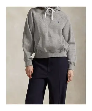 Polo Ralph Lauren Logo Embroidered Drawstring Hoodie - Gray