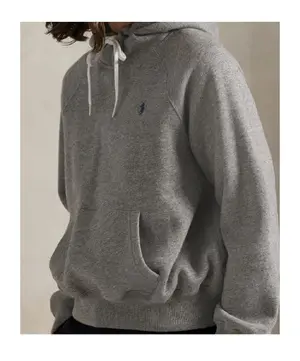 Polo Ralph Lauren Logo Embroidered Drawstring Hoodie - Gray