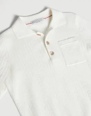 Brunello Cucinelli Textured Rib Knit Polo Shirt