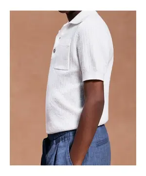 Brunello Cucinelli Textured Rib Knit Polo Shirt