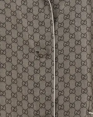 Gucci Printed Twill Shirt - Beige And Dark Brown