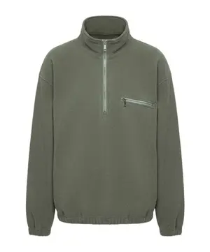 RIER Long Sleeve Stand-up Collar Zip-up Sweatshirt - Green