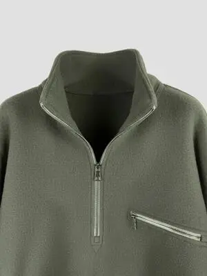 RIER Long Sleeve Stand-up Collar Zip-up Sweatshirt - Green