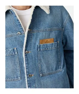 Bottega Veneta Indigo Denim Shearling Collar Jacket