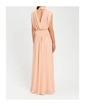 TWINSET Strapless High Neck Gown With Pleated Hem