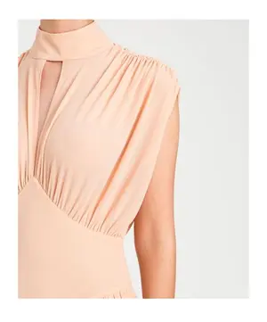 TWINSET Strapless High Neck Gown With Pleated Hem