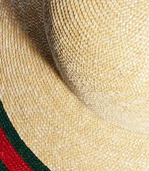 Gucci Wide Brim Straw Hat With Web Detail