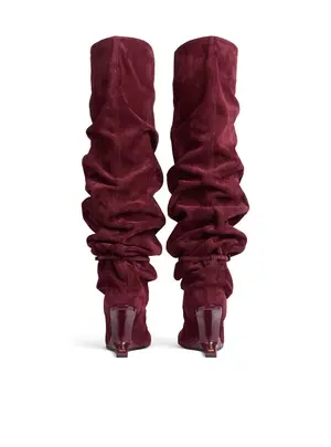Balmain Thigh-high Suede Boots With Tassel Detail - Red