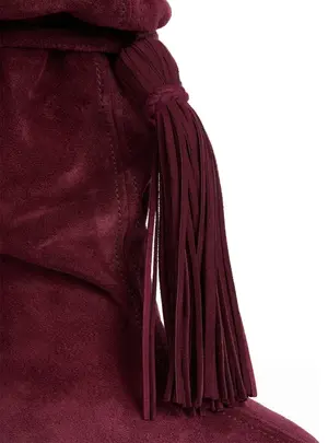 Balmain Thigh-high Suede Boots With Tassel Detail - Red