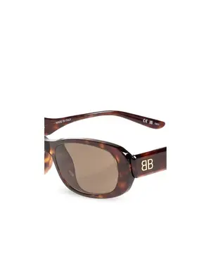 Balenciaga Logo Rectangle Sunglasses - Brown