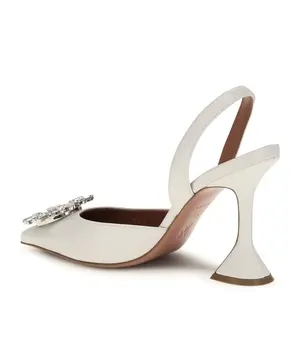 Amina Muaddi Pointed-toe Slingback Sandals With Crystal Embellishment