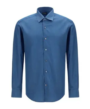 Zegna Zegna Slim Fit Button-Up Shirt Blue