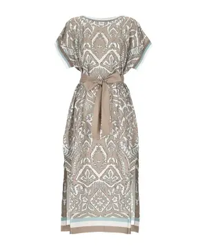 D.exterior Abstract Print Belted Maxi Dress