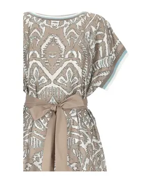D.exterior Abstract Print Belted Maxi Dress