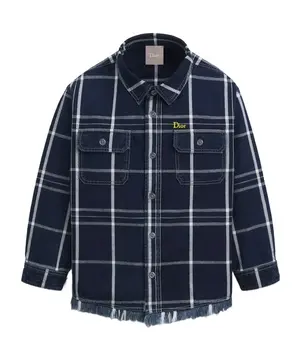 Dior Plaid Long-sleeved Shirt Jacket With Embroidered Pocket And Tasseled Hem