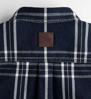 Dior Plaid Long-sleeved Shirt Jacket With Embroidered Pocket And Tasseled Hem