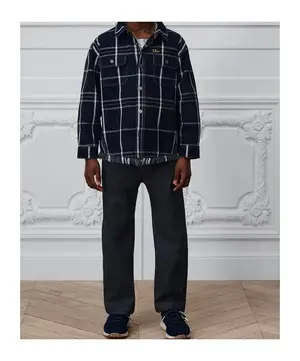 Dior Plaid Long-sleeved Shirt Jacket With Embroidered Pocket And Tasseled Hem